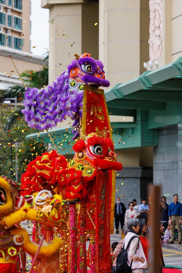 Chinese Lion Dance Performance in Cultural Celebration Editorial Photo ...