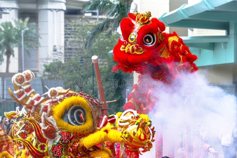 Chinese Lion Dance Performance in Cultural Celebration Editorial Image ...