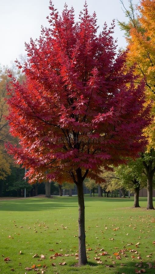 Vibrant Chinese Tallow Tree with Heart Shaped Leaves in Fall Colors ...