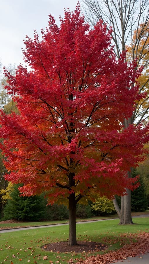 Vibrant Chinese Tallow Tree with Heart Shaped Leaves in Fall Colors ...