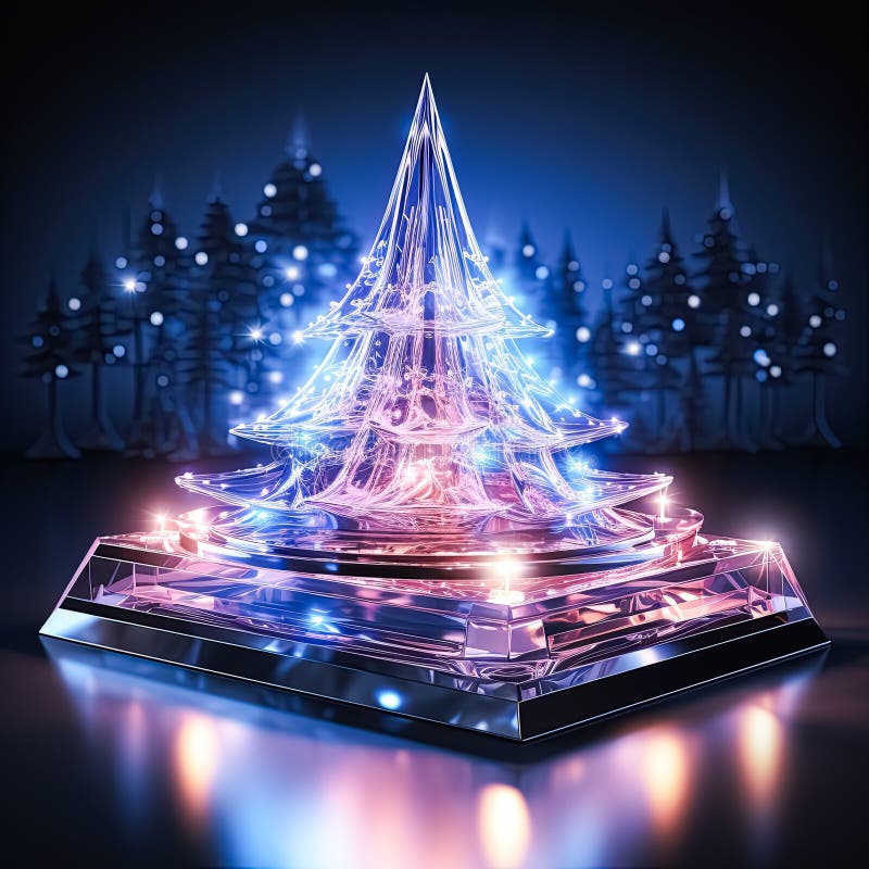 A Vibrant Christmas Tree in Neon Lights Stock Image - Image of festive ...