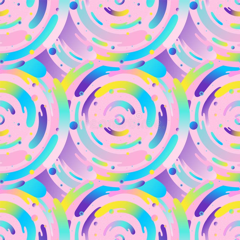 Vibrant Circles With Gradient Geometric Shapes Seamless Pattern