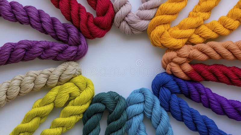 Vibrant Colored Ropes Arranged in a Circular Pattern a Stunning Visual ...
