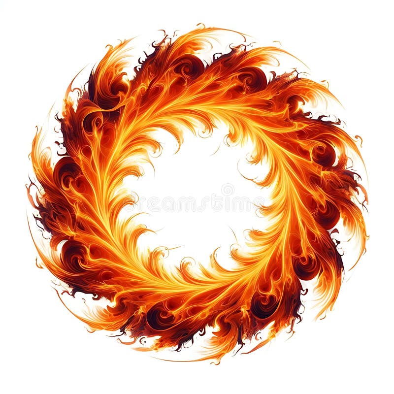 Abstract Fiery Circular Design with Radiant Orange and Red Flames Stock ...