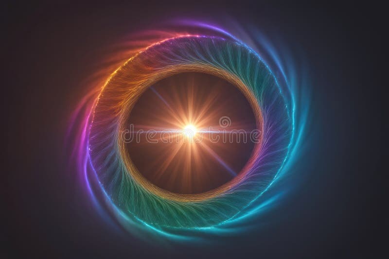 Vibrant Circular Energy Patterns Radiating from a Central Light Source ...