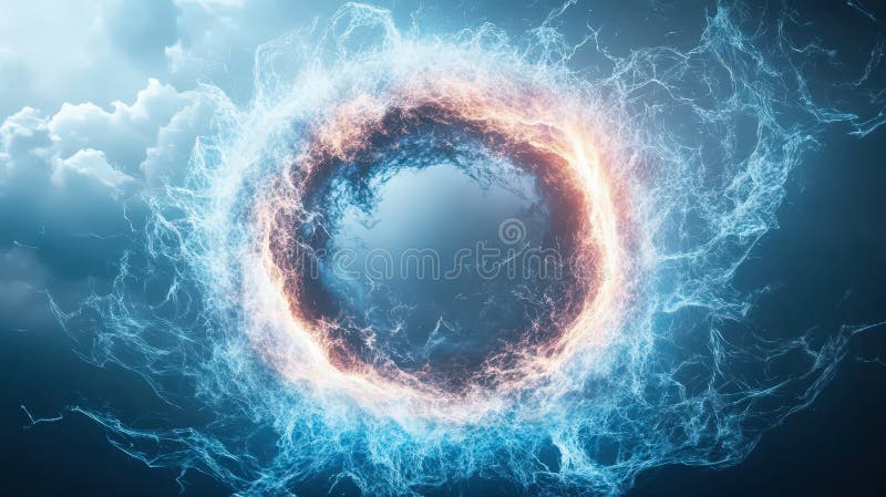 Vibrant Circular Fire with Dynamic Blue and Orange Flames Creating a ...