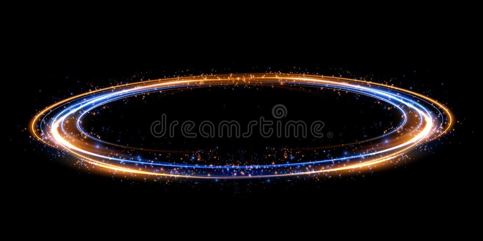 Abstract Light Rings Set Against a Deep Black Background, Capturing ...