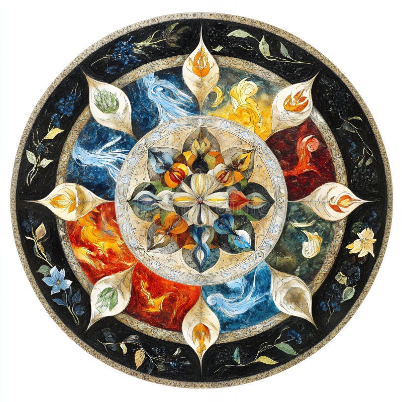 Vibrant Circular Mandala Art Spiritual Symbolism and Five Elements ...