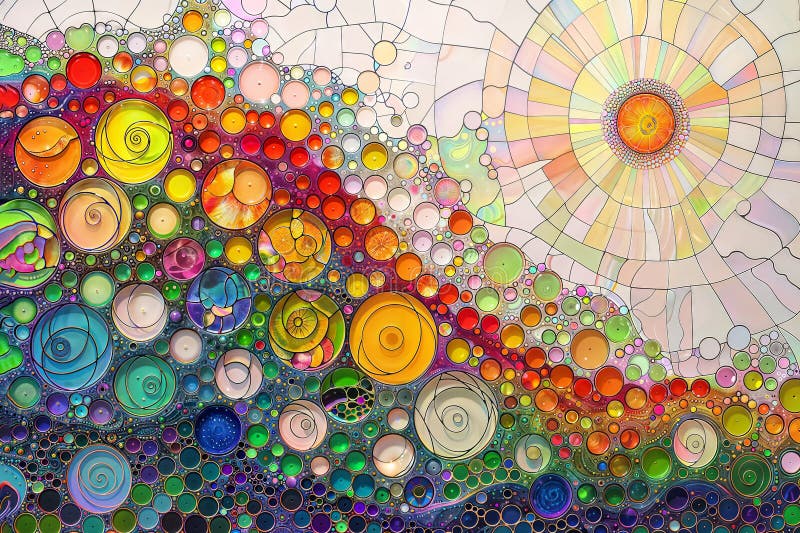 Vibrant Circular Mosaic Patterns with a Sunburst Center, Perfect for ...