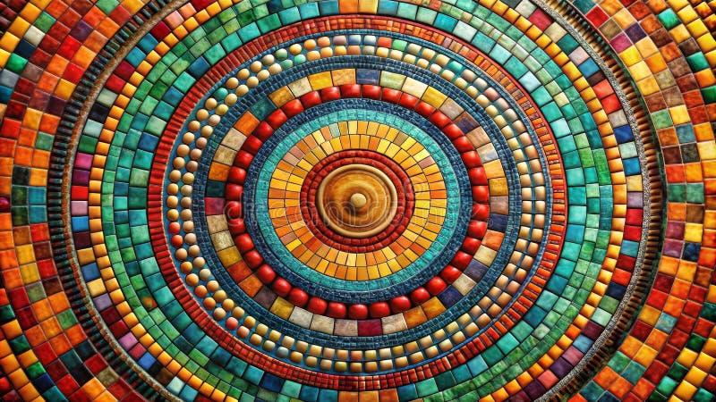 Vibrant Circular Mosaic Tile Design Featuring a Concentric Pattern of ...