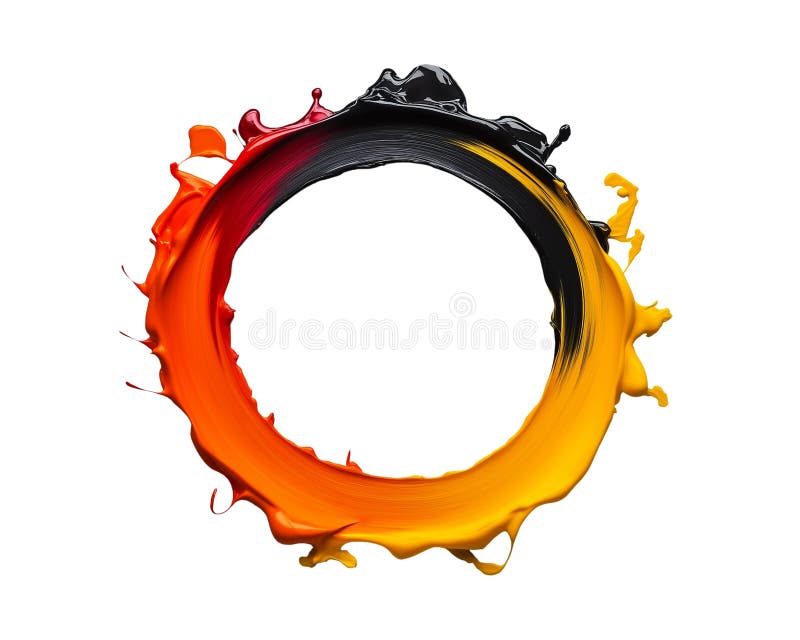Vibrant Circular Paint Splash with Red, Black, and Yellow Colors in ...