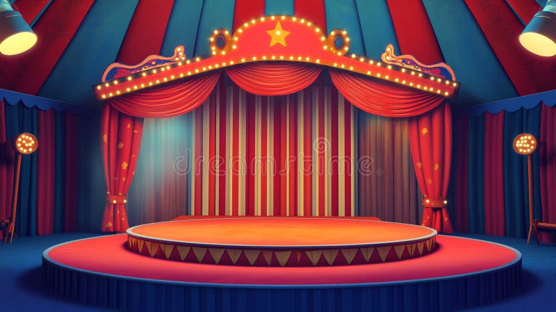 Colorful Circus Stage Ready for Performance at a Lively Fair ...