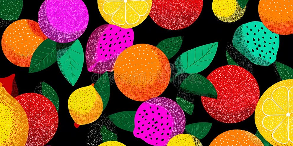 Vibrant Citrus Fruit Pattern Seamless Texture for Design Projects Stock ...