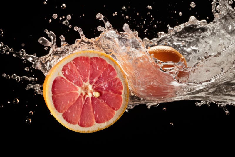 Vibrant Citrus Splash: Grapefruit on a Black Background - Generative AI ...