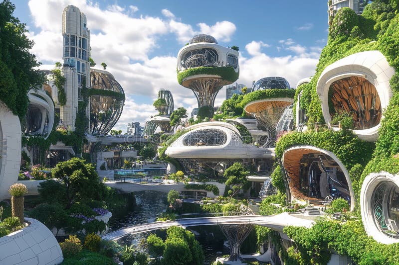 Exploring a Futuristic City with Bionic Buildings Showcasing Unique ...