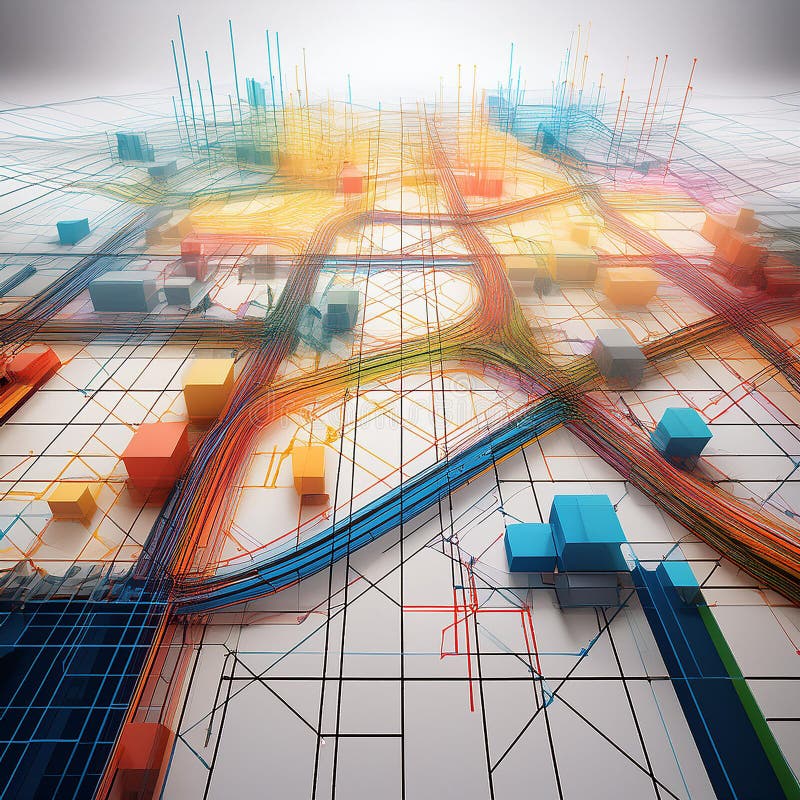 Vibrant City Grid: Abstract Mapping Concept. Stock Illustration ...