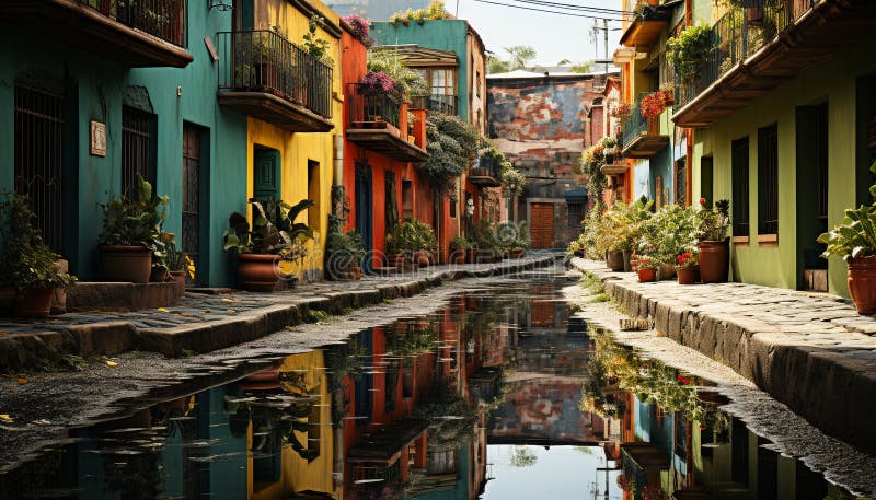 Vibrant City Life Reflects in Old Town Multi Colored Architecture ...