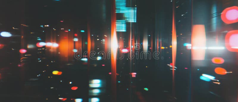 Vibrant City Skyline Illuminated at Night with Cinematic Patterns and ...