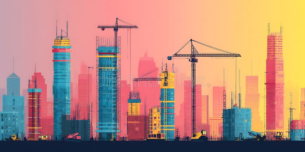 Vibrant City Skyline Modern Architecture and Urban Development Stock ...