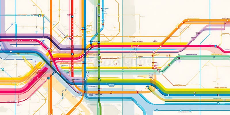 Vibrant City Transit Network Abstract Map Design Stock Illustration ...