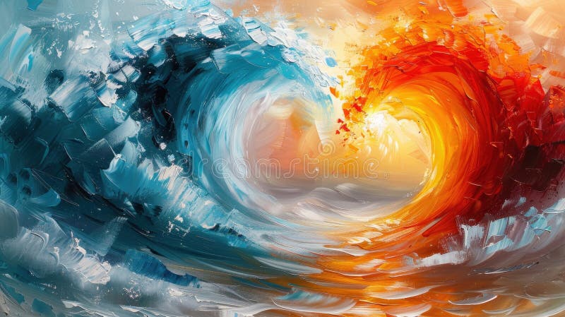 Vibrant Clash of Waves in a Surreal Landscape at Twilight Stock Image ...