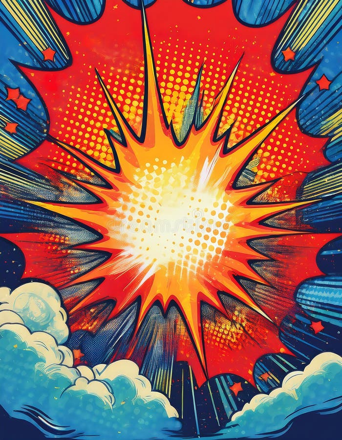 Vibrant Classic Comic Explosion Artwork with Dynamic Colors and Vintage ...