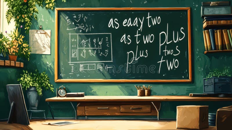 Vibrant Classroom Chalkboard with Creative Equations Stock Image ...