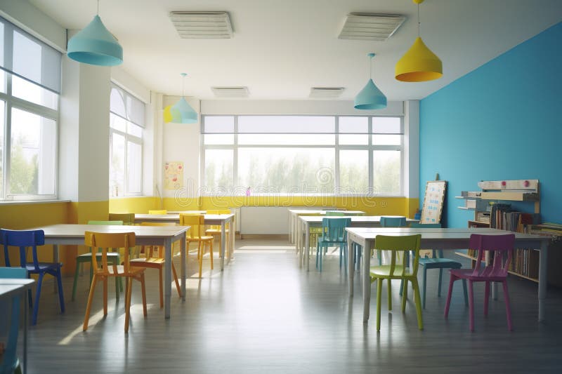 Empty Preschool Classroom. Generative AI Stock Illustration ...
