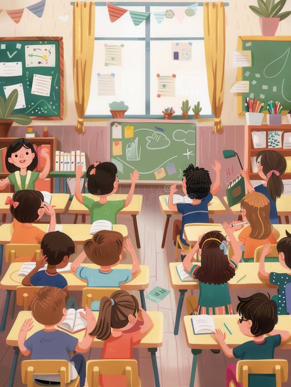 Vibrant Classroom Setting with Engaged Students Participating in ...