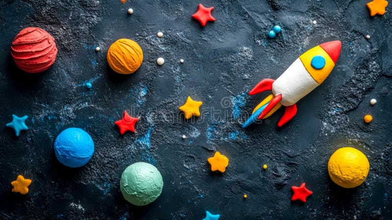 Colorful Clay Rocket Exploring Planets and Stars in a Dark Universe ...