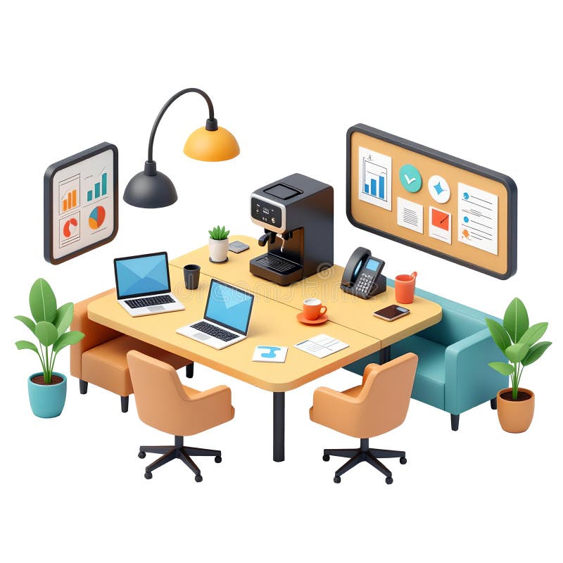 Vibrant Clipart Collection: Coworking Space Essentials Stock ...