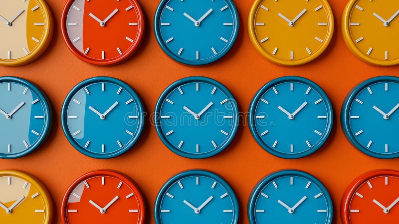 Vibrant Clocks Display: a Harmonious Blend of Colors on a Stylish ...