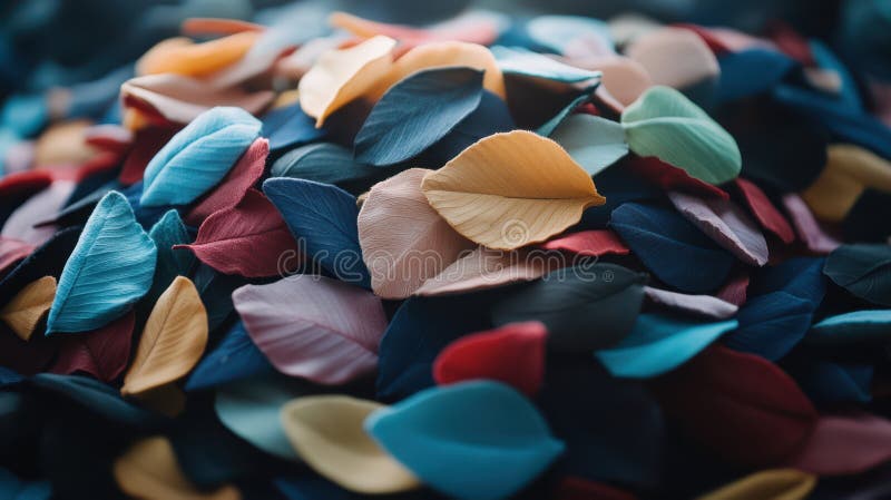 Vibrant Close Up Assorted Colorful Leaves Arranged Table Stock Photos ...