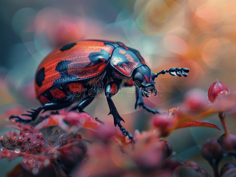 Vibrant Close-up Beetle with Detailed Patterns. Stock Image - Image of ...