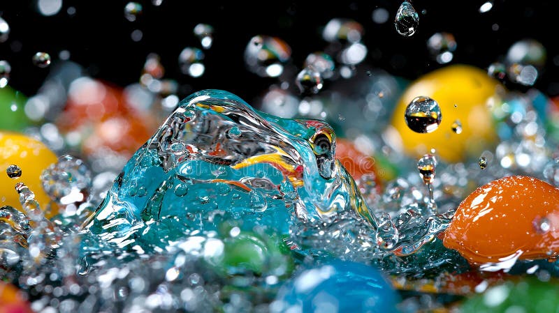 Colorful Candies in Water Splash Abstract Art Stock Illustration ...