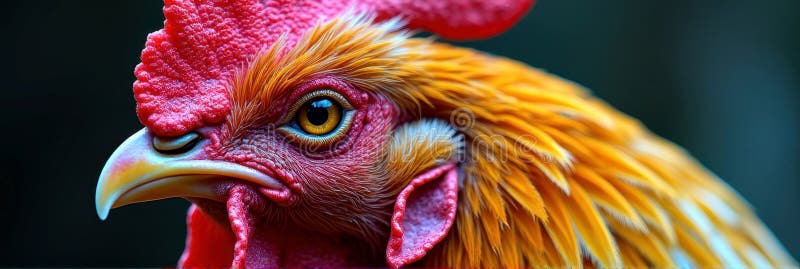 Vibrant Close-up of a Colorful Rooster with Sharp Details and Intense ...