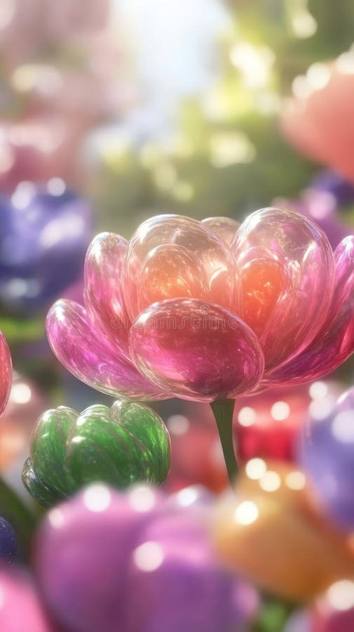 A Vibrant Close-up of Colorful, Translucent Flowers in a Dreamy ...