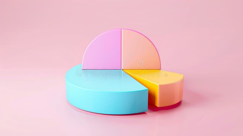 Vibrant Close Up of a 3d Pie Chart on a Soft Pastel Background ...