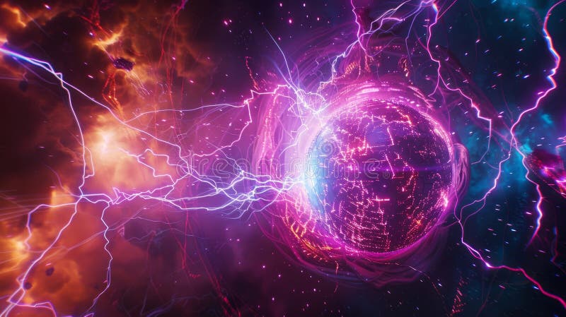 Vibrant Close Up of an Electric Field with Neon Patterns and Glowing ...