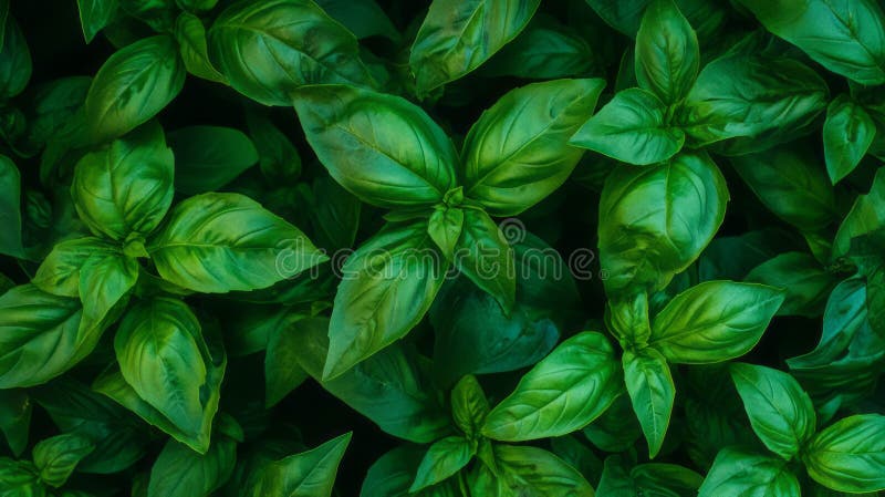 Vibrant Close-up of Fresh Basil Leaves and Pesto Texture for Culinary ...