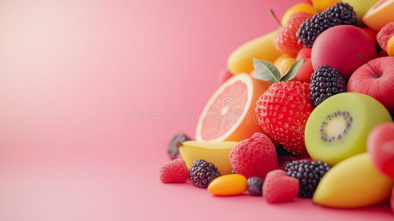 Vibrant Close-Up of Fresh and Ripe Fruits on a Smooth Gradient ...
