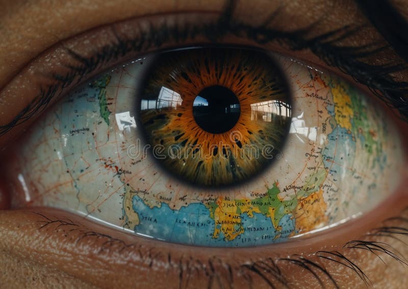 A Vibrant Close-up of a Human Eye, with a Hyper-detailed Reflection of ...