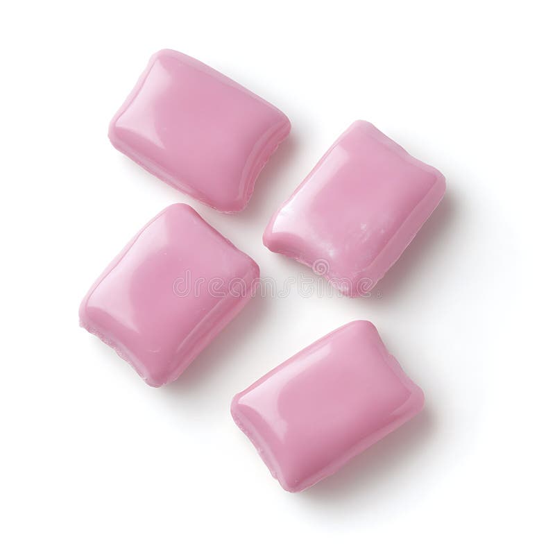 Vibrant Close-Up of Pink Chewing Gum on Clean White Background Stock ...