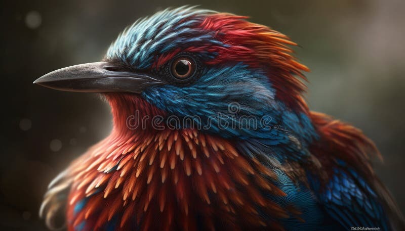 A Vibrant, Close Up Portrait of a Multi Colored Bird Perching Generated ...