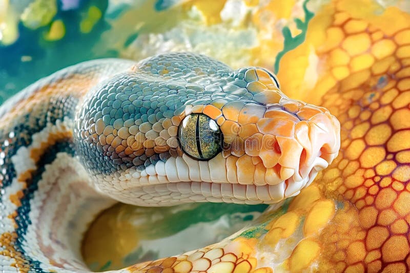 Colorful Python Snake Showing Its Scales Eye Stock Photos - Free ...