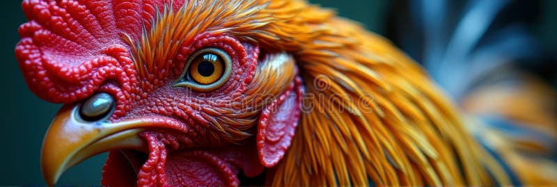 Vibrant Close-up of a Rooster S Face with Striking Plumage and Intense ...