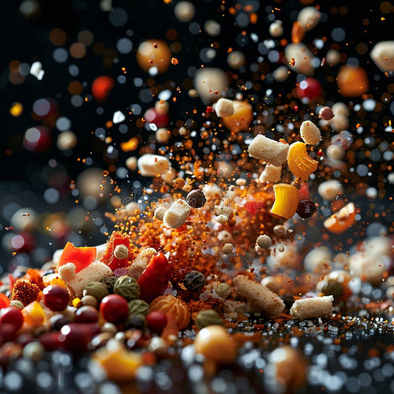 Colorful Spices Exploding in a Dramatic Display Stock Illustration ...