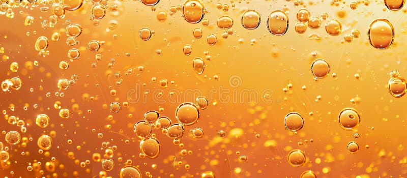 Captivating Close-Up of Bubbles Rising in Orange Beer during a Warm ...