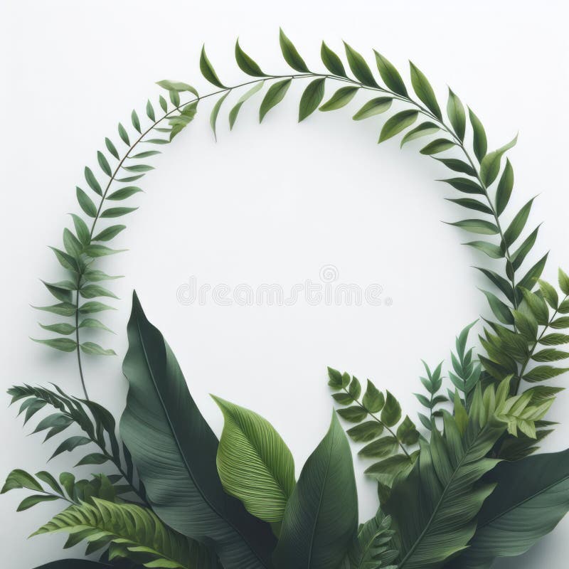Vibrant Closeup of Green Leafy Frame on White Background. Ai Generative ...