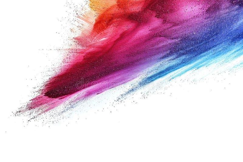 A Vibrant Cloud of Colorful Powder Suspended Above a Plain White ...